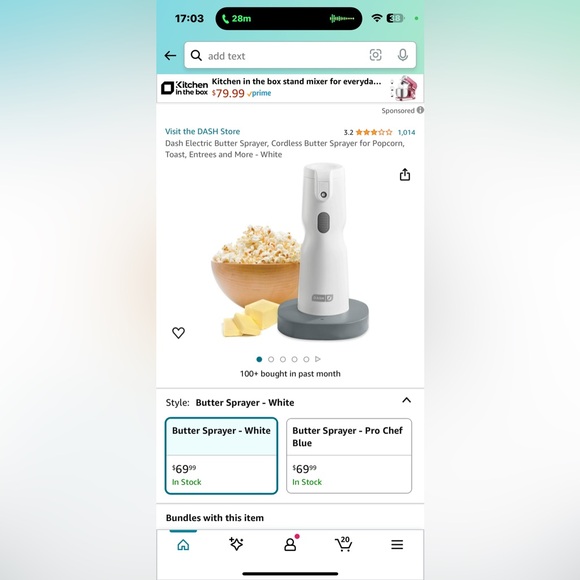 Other | Dash Electric Butter Sprayer Cordless Butter Sprayer For ...